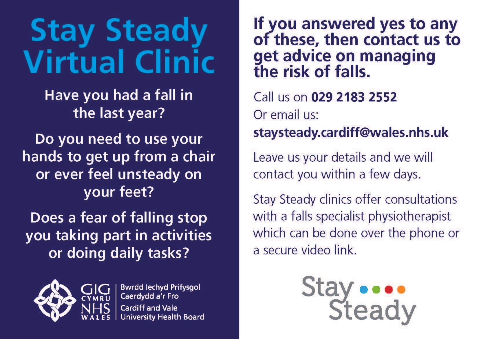 Stay Steady Virtual Clinics - penarthtowncouncil.gov.uk