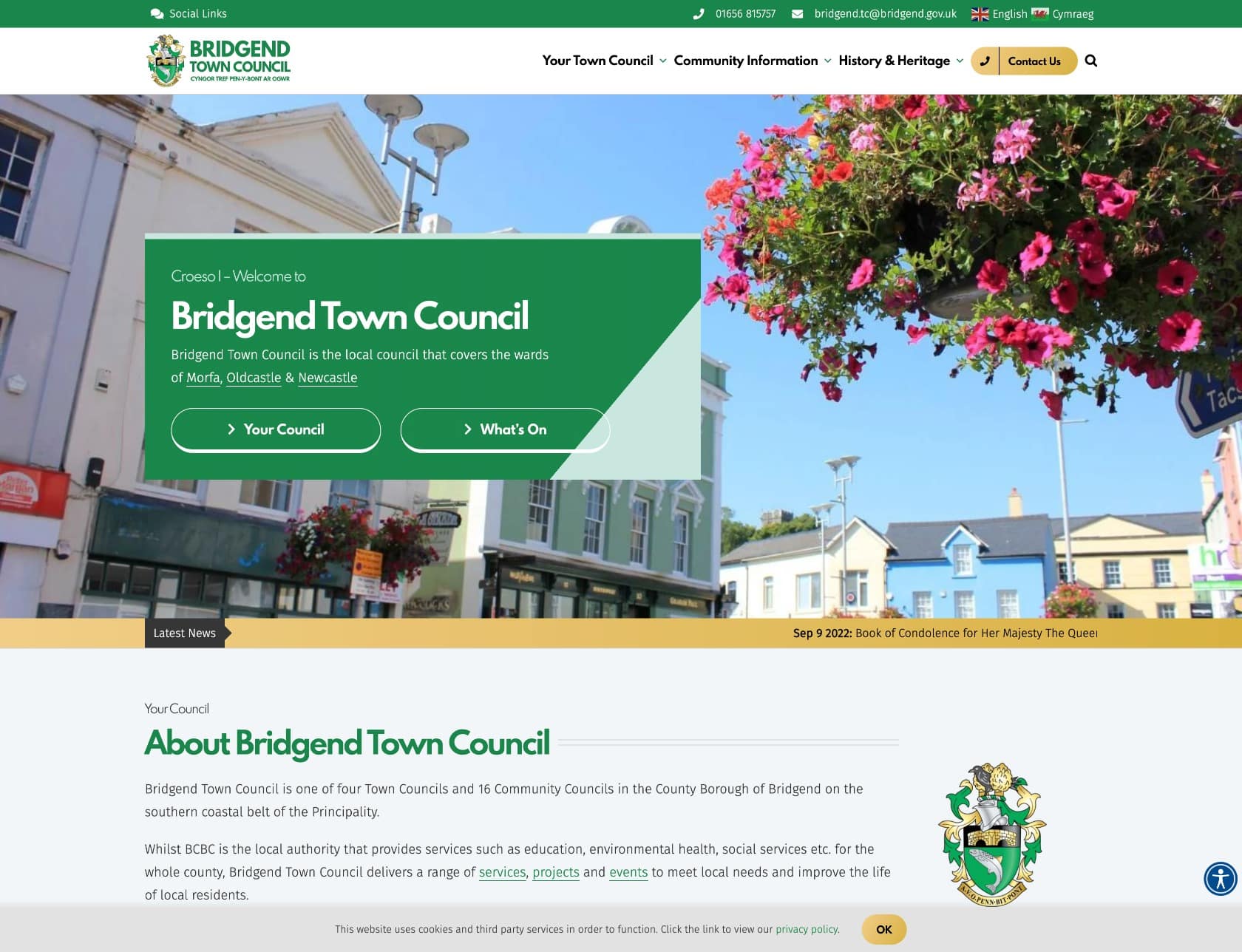 Bridgend Town Council - Webjects: Web Design Cardiff