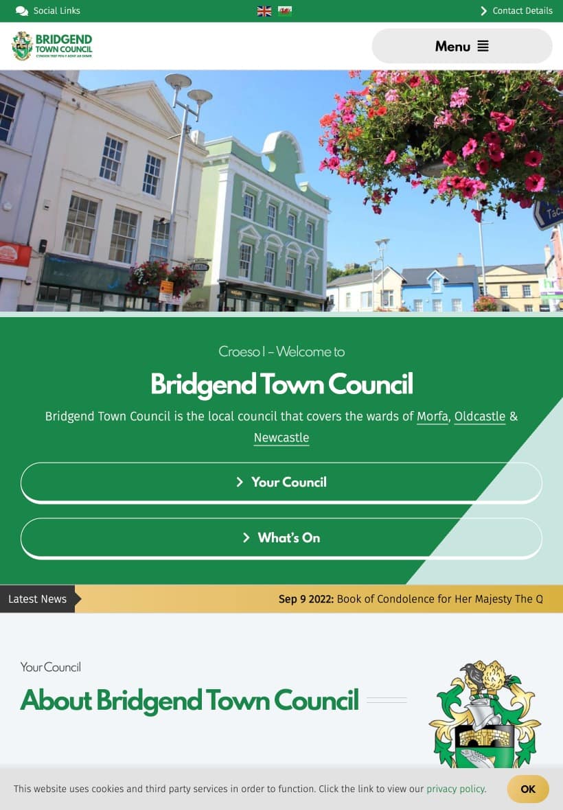 Bridgend Town Council - Webjects: Web Design Cardiff